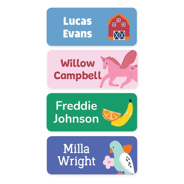 Kids labels for school store